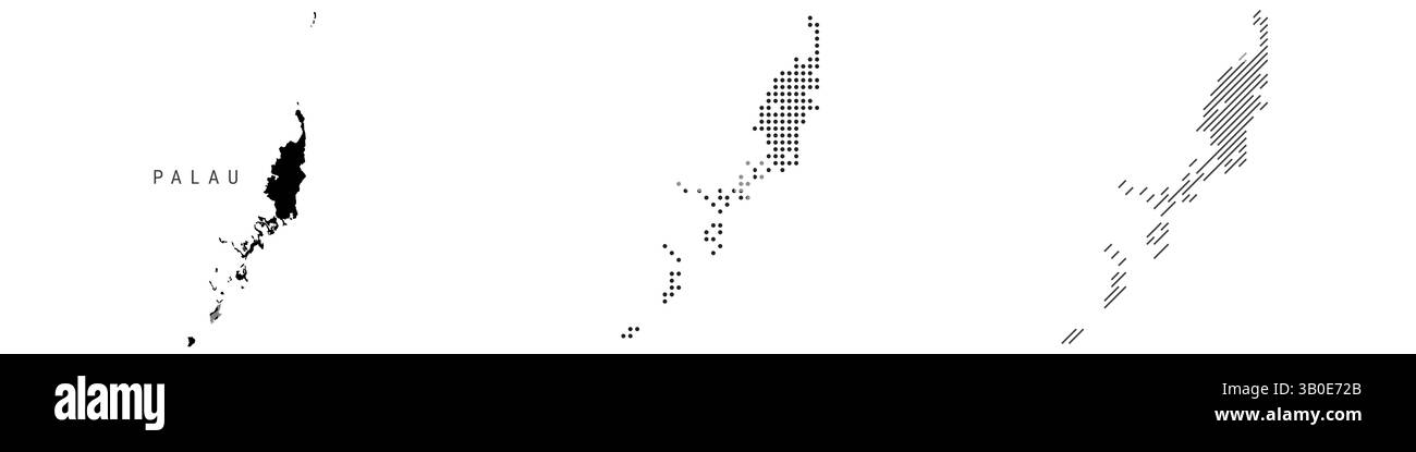 Palau detailed silhouette map, dotted pattern and slanted parallel ...