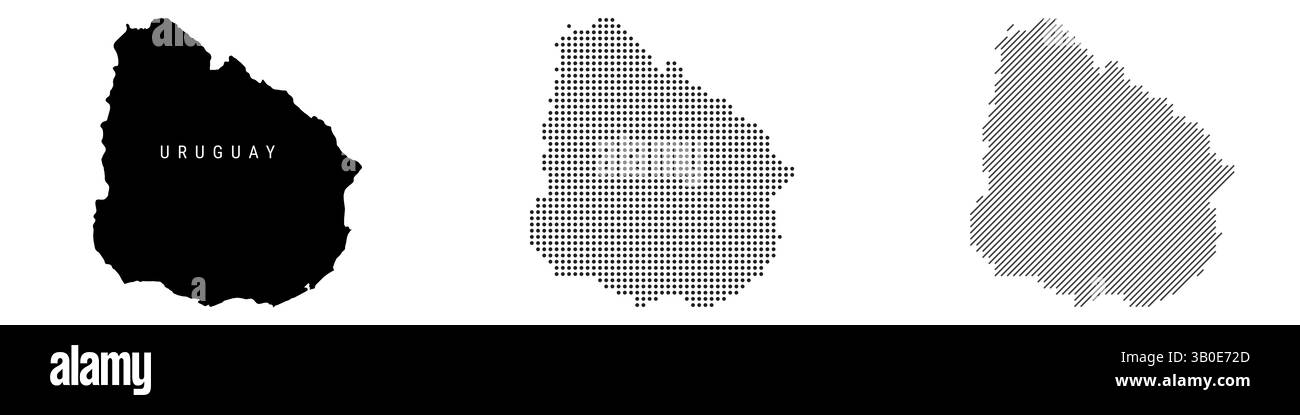 Uruguay detailed silhouette map, dotted pattern and slanted parallel ...