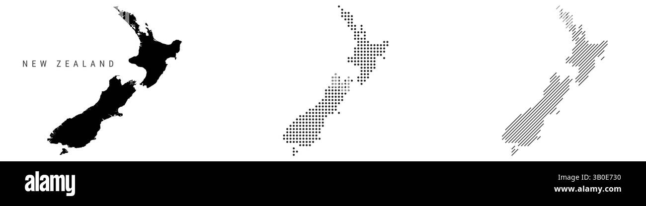 New Zealand detailed silhouette map, dotted pattern and slanted ...