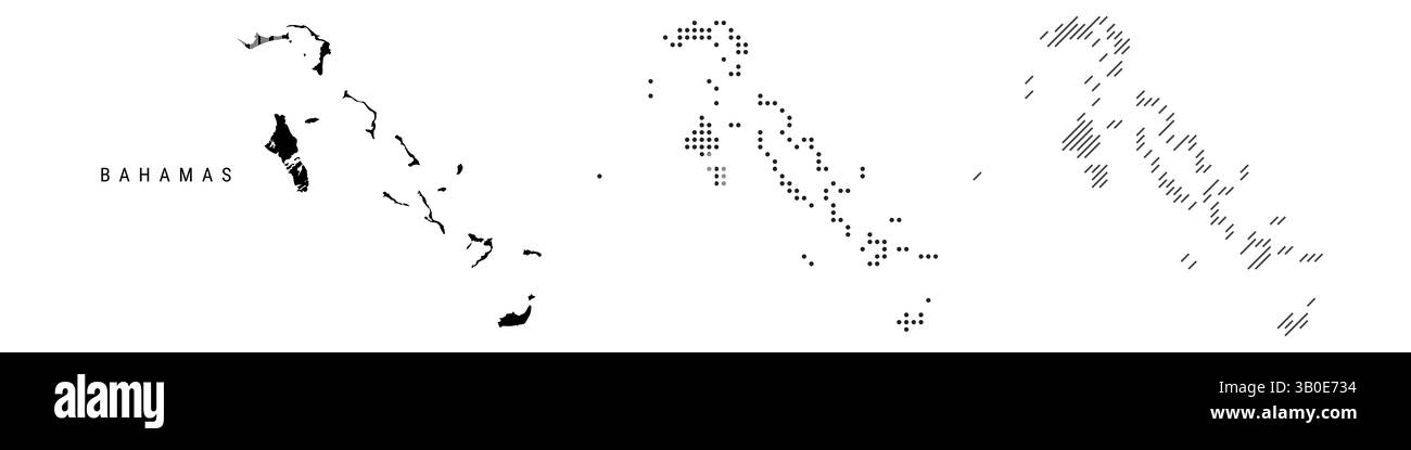 Bahamas detailed silhouette map, dotted pattern and slanted parallel ...
