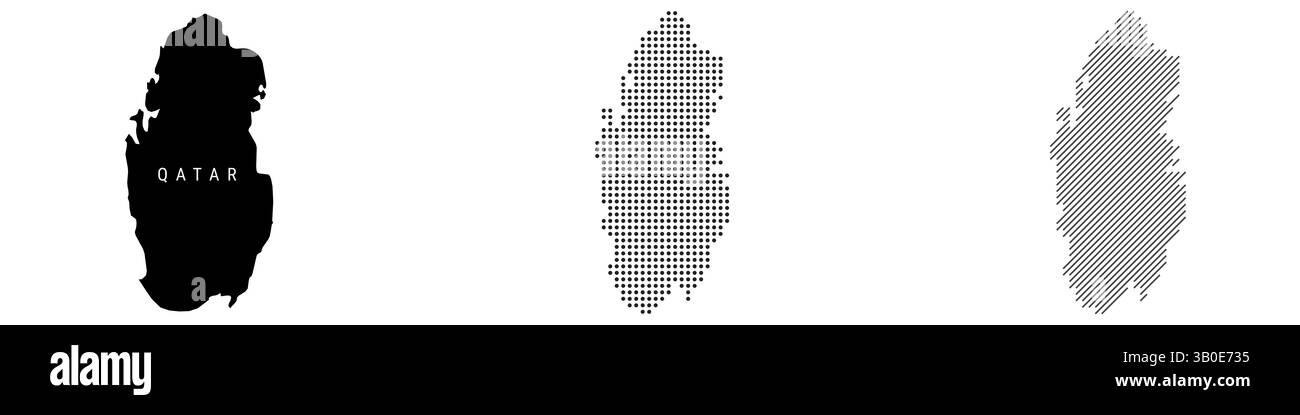 Qatar detailed silhouette map, dotted pattern and slanted parallel ...