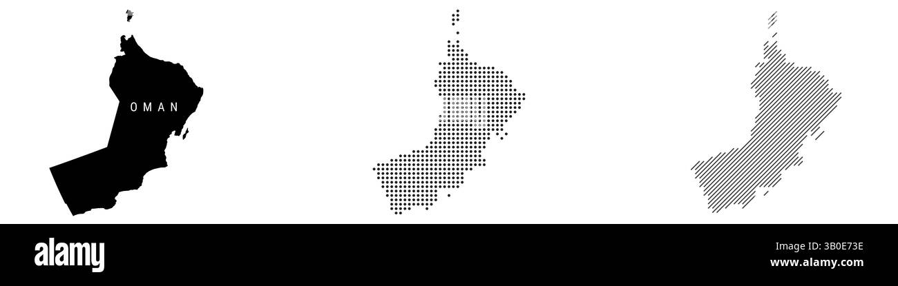 Oman detailed silhouette map, dotted pattern and slanted parallel lines pattern. Omani textured ...