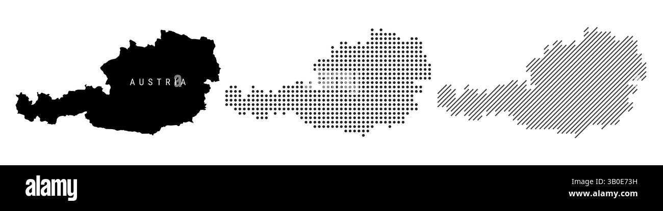 Austria detailed silhouette map, dotted pattern and slanted parallel ...