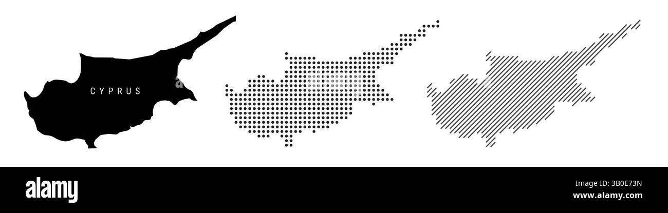 Cyprus detailed silhouette map, dotted pattern and slanted parallel ...