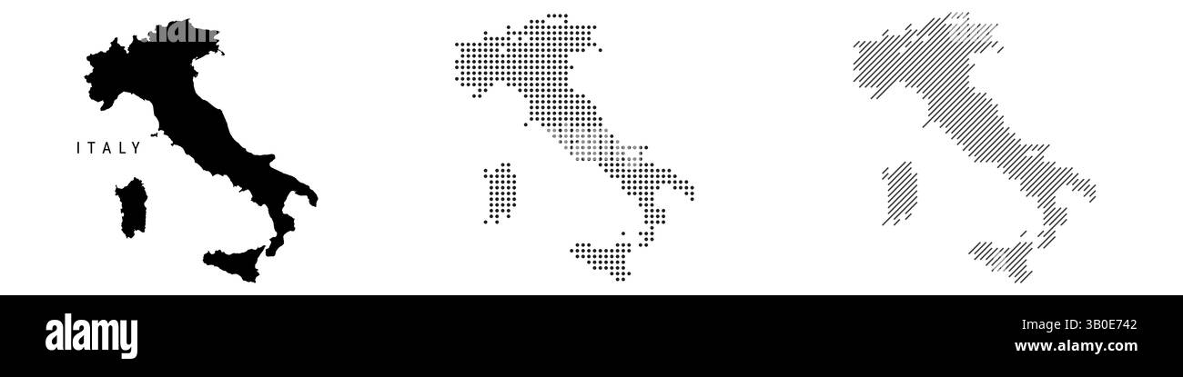 Italy detailed silhouette map, dotted pattern and slanted parallel ...
