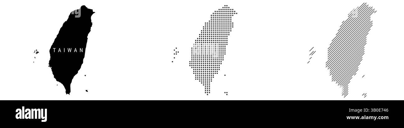 Taiwan detailed silhouette map, dotted pattern and slanted parallel ...