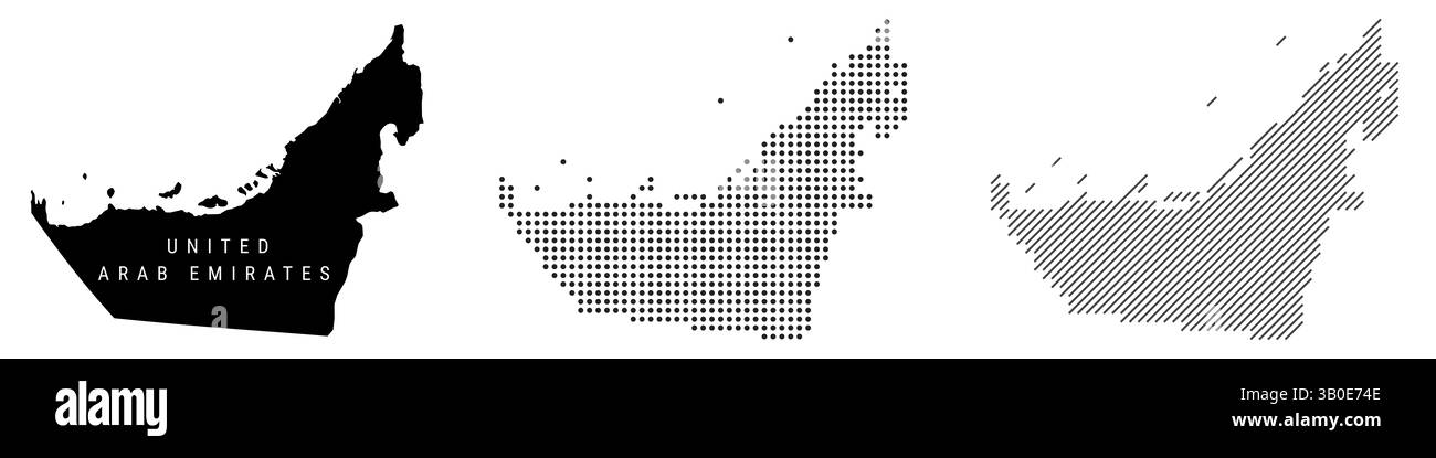 United Arab Emirates detailed silhouette map, dotted pattern and ...