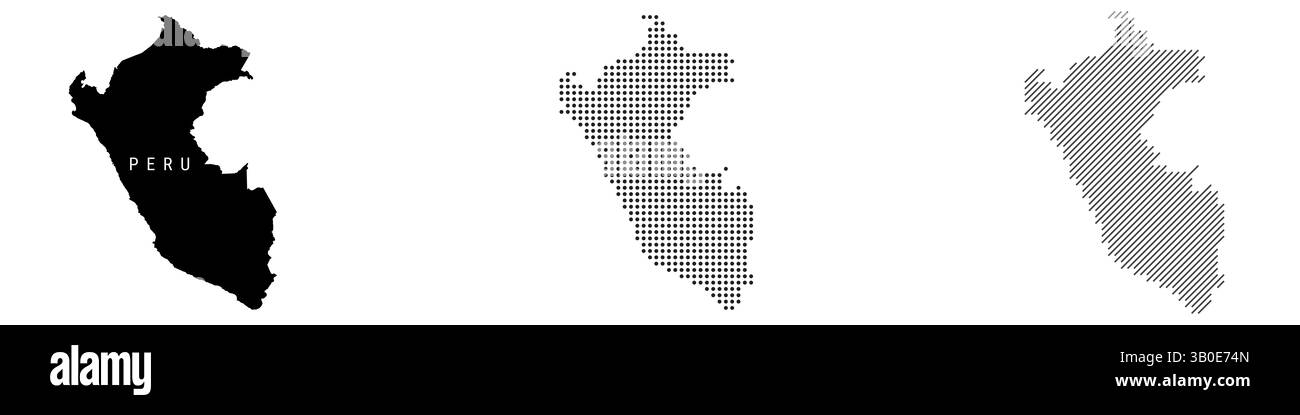 Peru Detailed Silhouette Map Dotted Pattern And Slanted Parallel Lines Pattern Peruvian