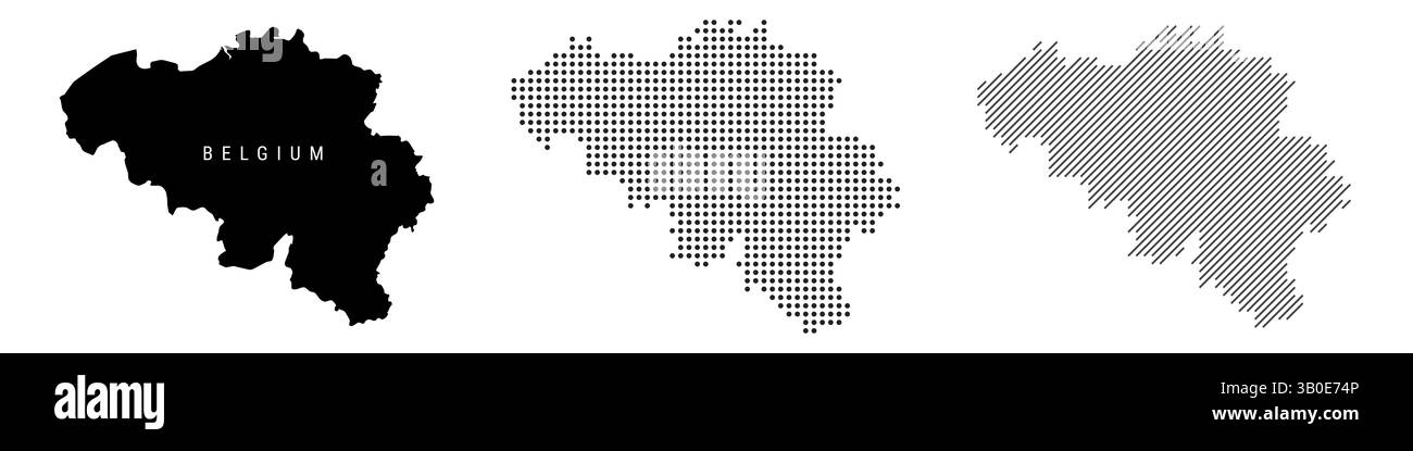 Belgium detailed silhouette map, dotted pattern and slanted parallel ...