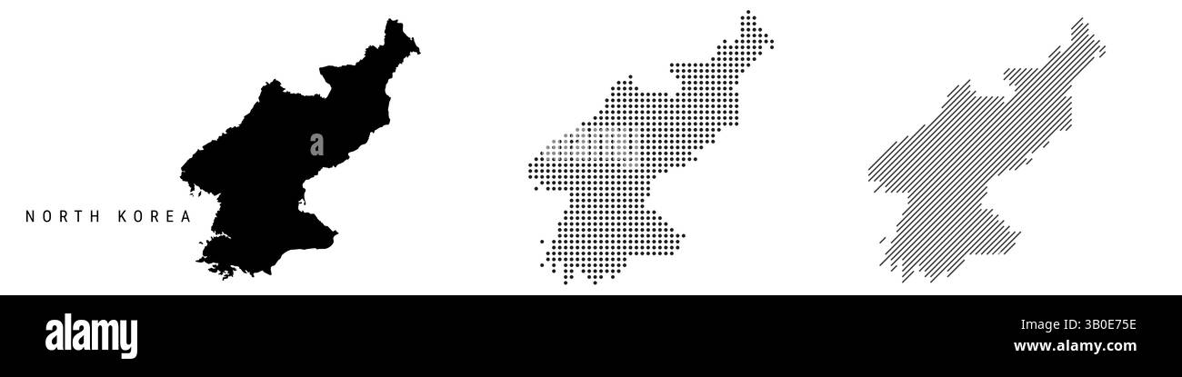 North Korea detailed silhouette map, dotted pattern and slanted ...