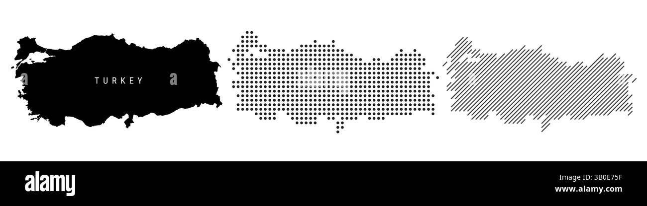 Turkey detailed silhouette map, dotted pattern and slanted parallel ...