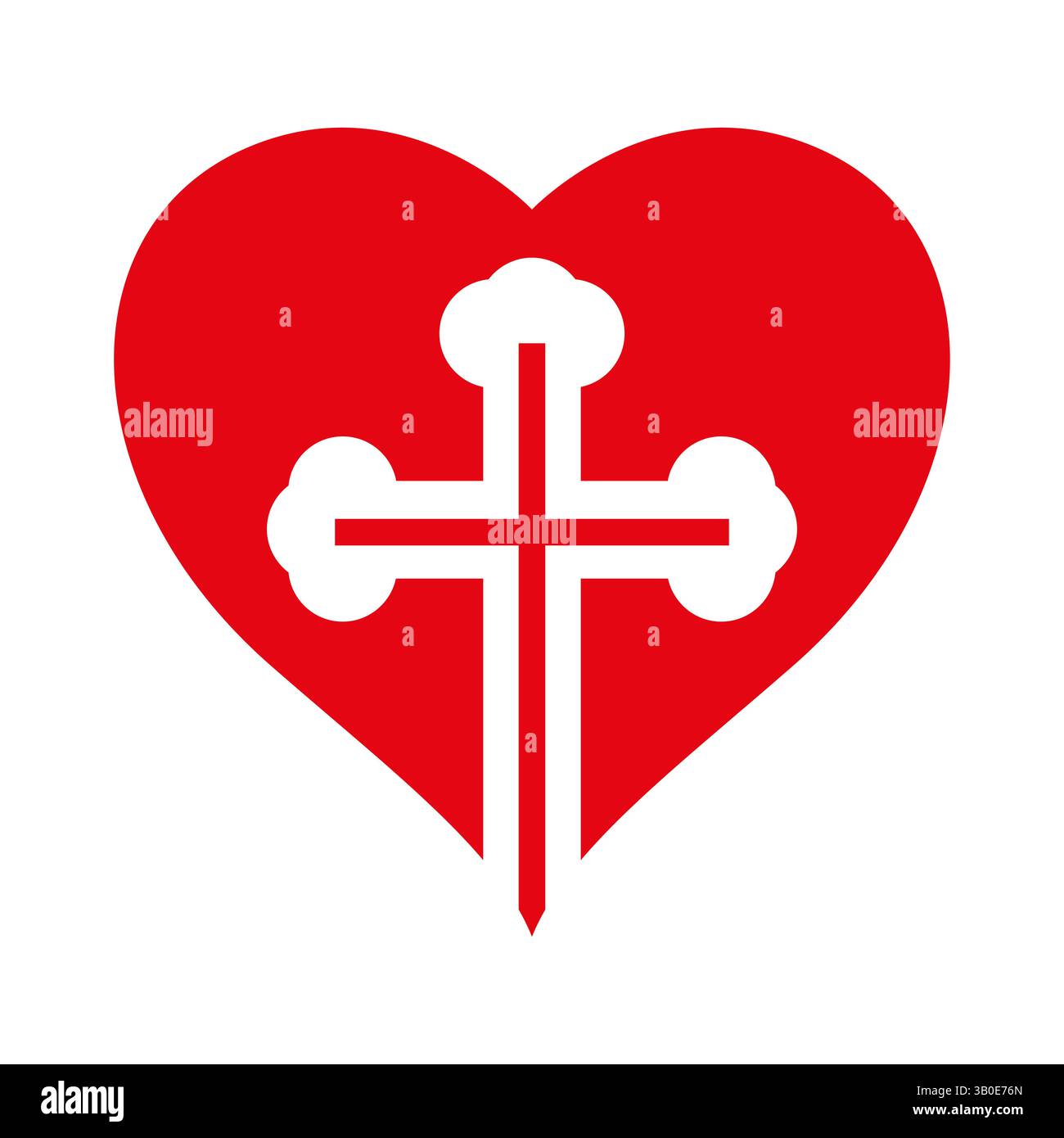 Cross and heart, love for Jesus. Emblem for a local church. Flat ...
