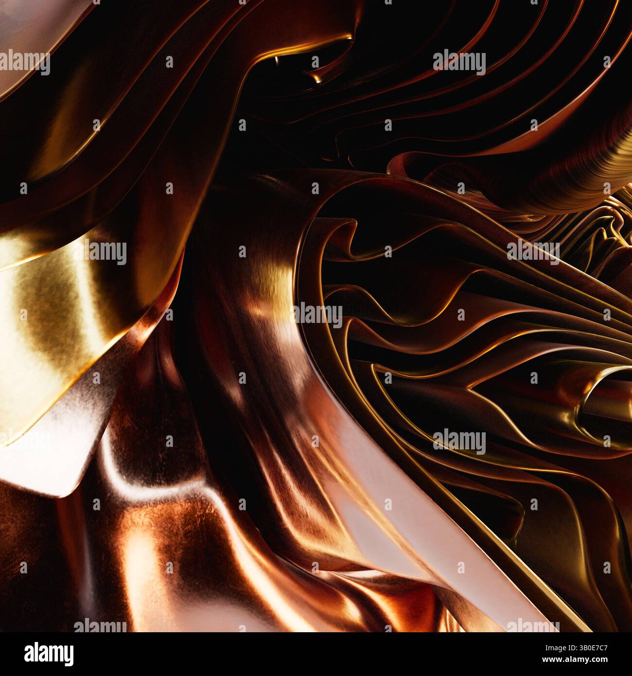 abstract modern copper color background, folded ribbons macro, fashion ...