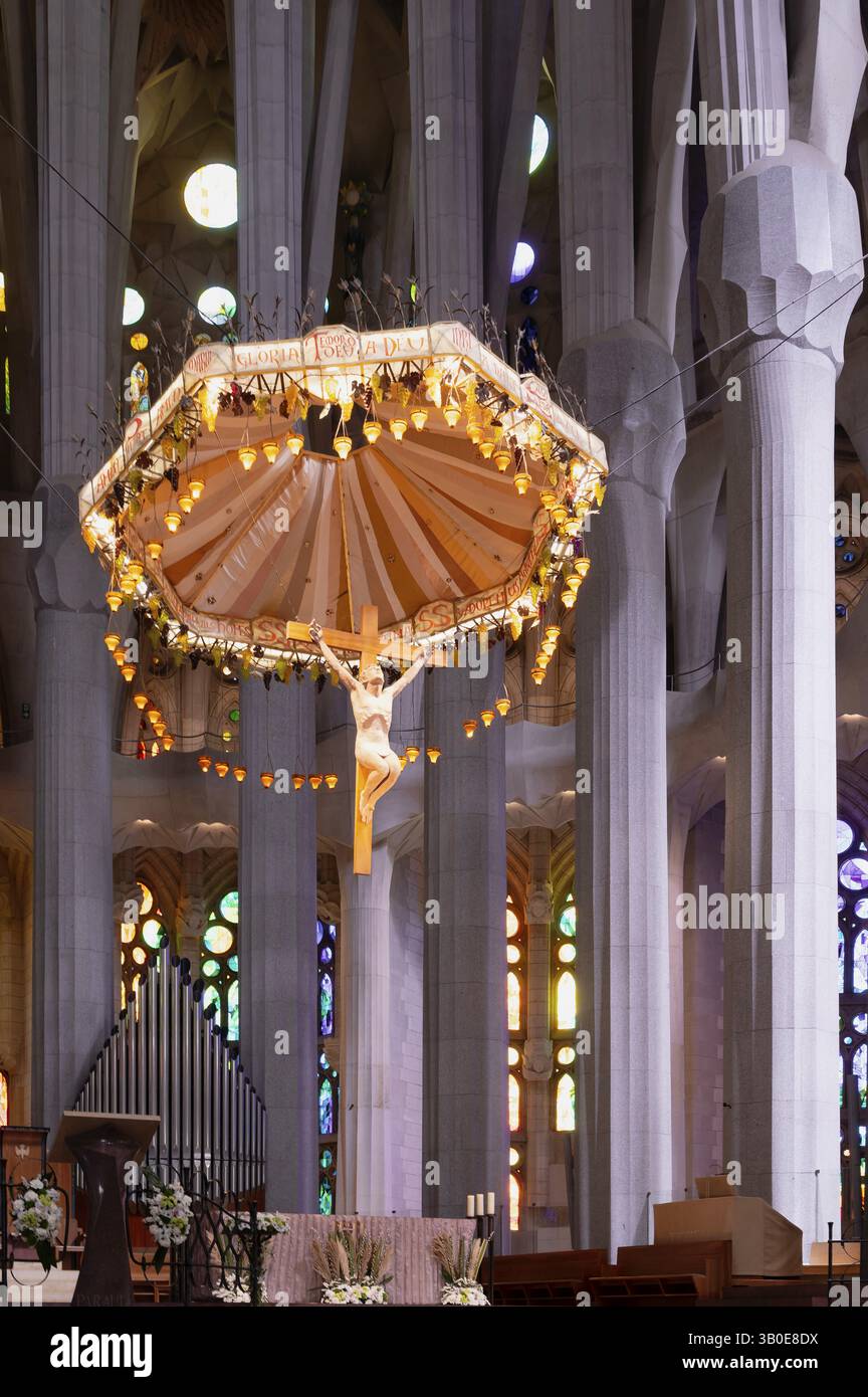 Hanging cruxifix with Christ on the cross under a canopy in the World ...