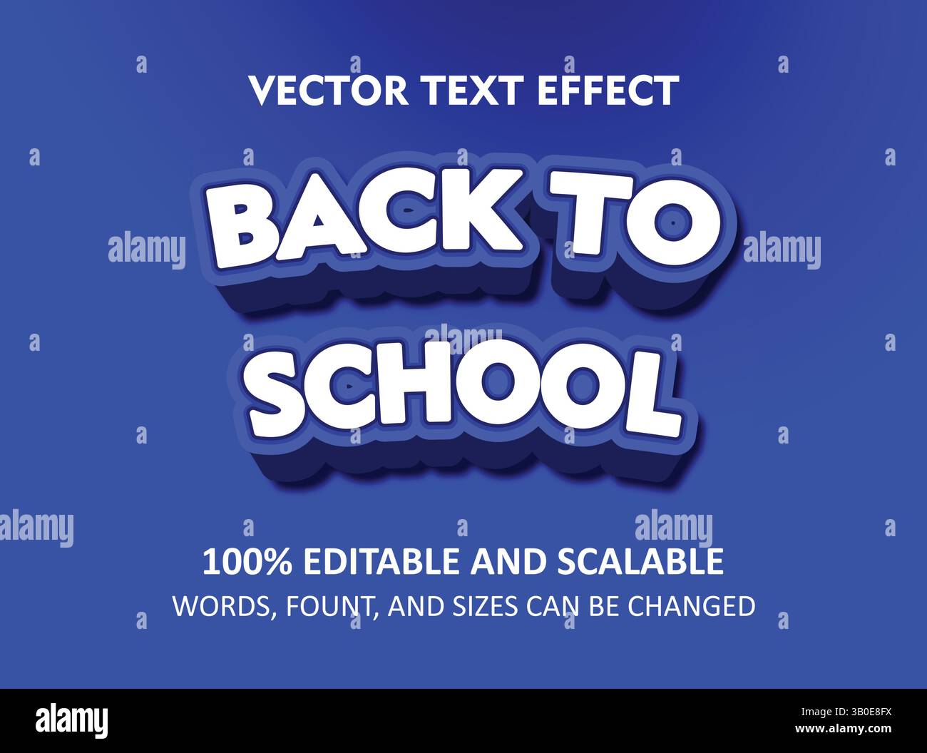 playful vector text effect with back to school message on a blue ...