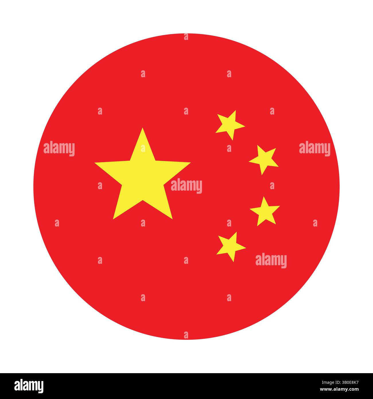 a simple vector illustration of a round red badge with five yellow ...