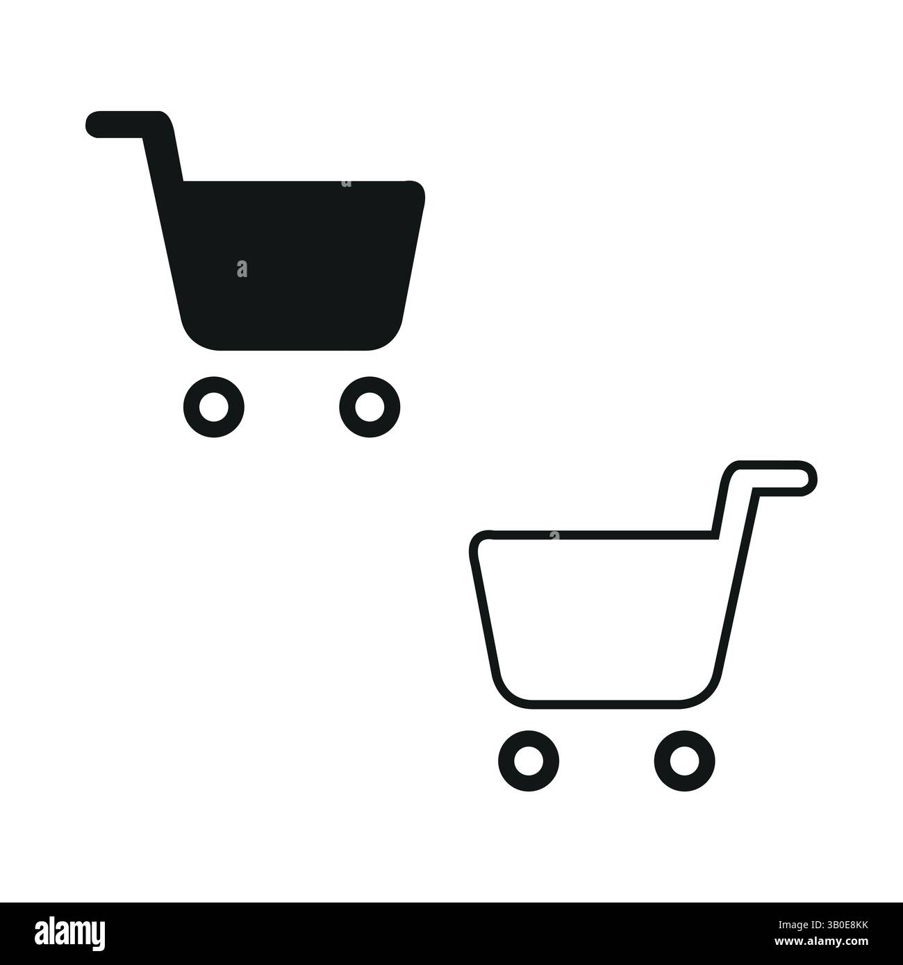 Two Simple Shopping Cart Icons One Filled And One Outlined Representing Online Shopping E