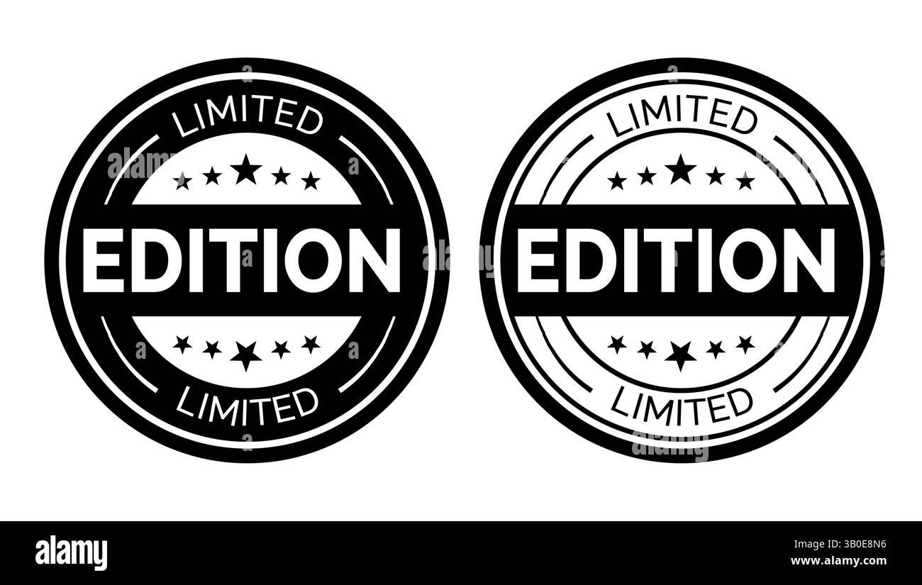 two black and white circular badge designs with limited edition text ...