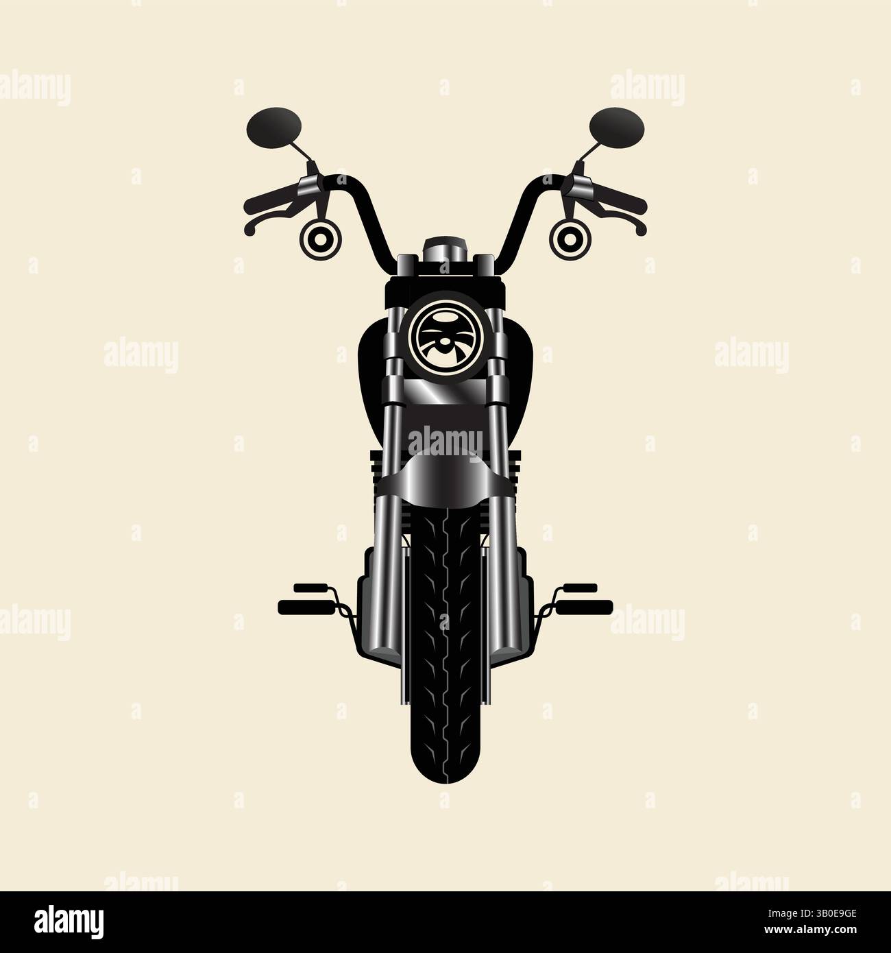 Classic Motorcycle Front View Vector – Retro Bike Silhouette Art Stock ...