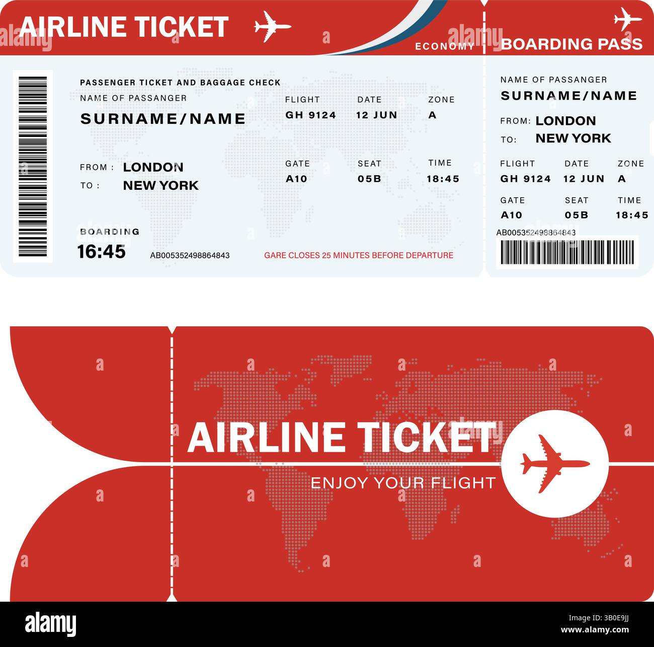 Vector Airline Ticket and Boarding Pass Design Stock Vector Image & Art ...