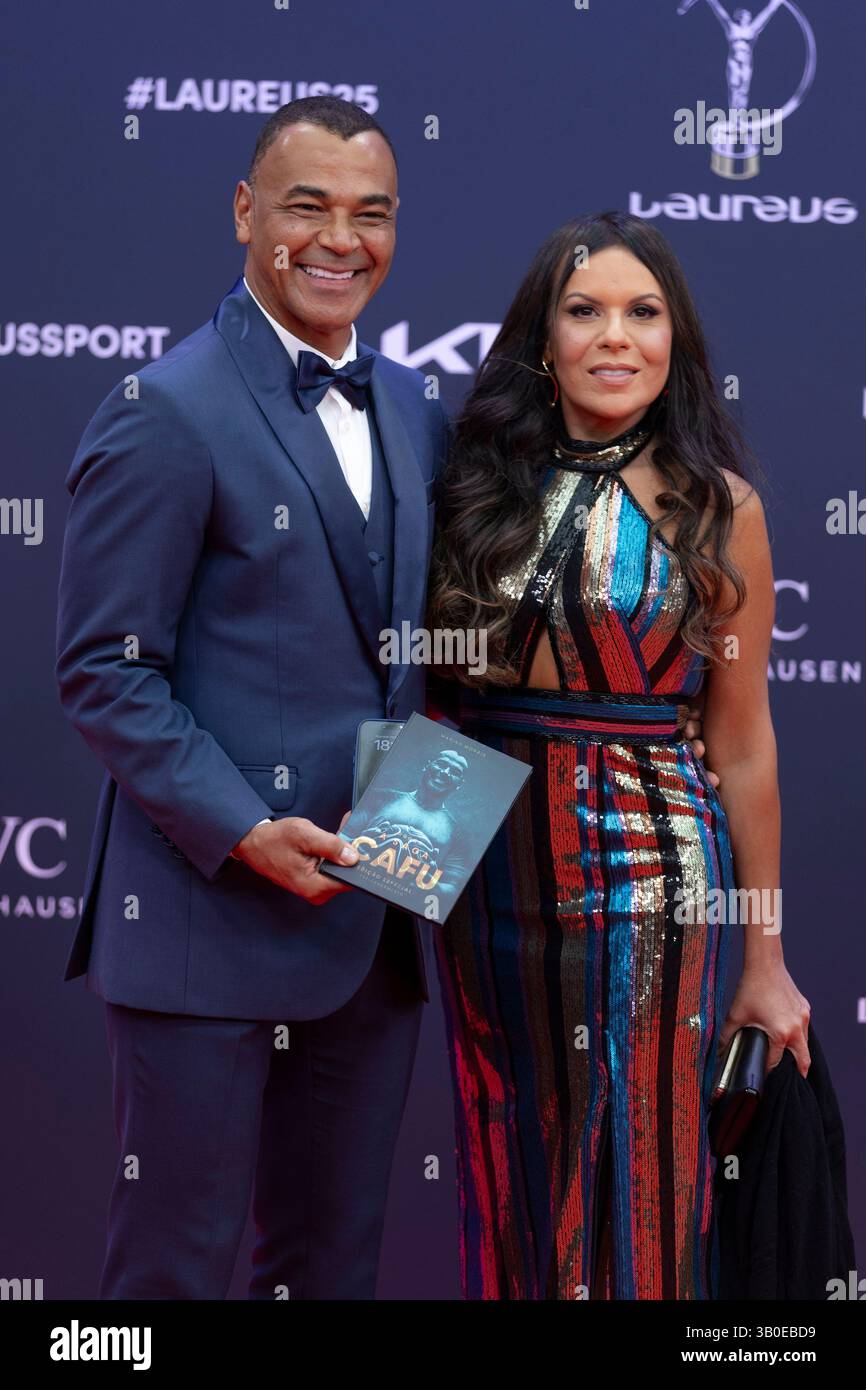 Madrid, Spain. 21st Apr, 2025. Marcos Evangelista de Morais (Cafu) and ...