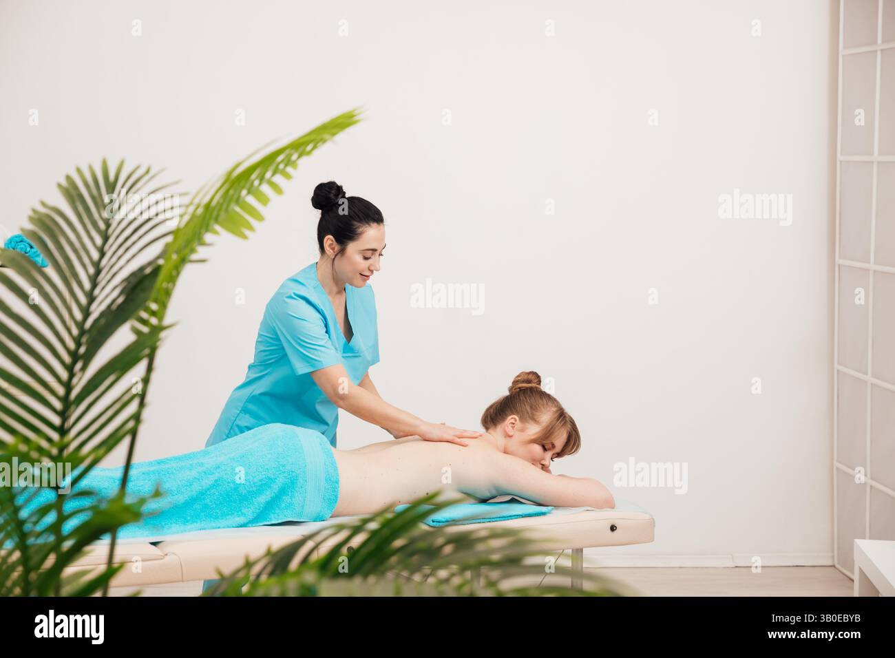 Doctor Massage Therapist Giving Woman Back Massage In Spa Stock Photo ...