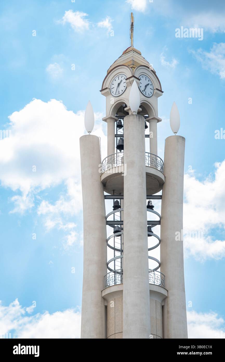 Clock tower by the Christ Orthodox Cathedral in the center of Tirana ...