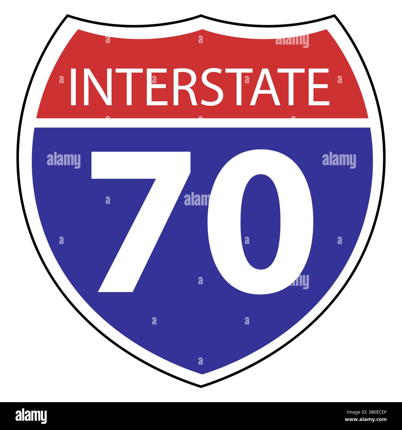 US Interstate 70 highway icon. US Interstate 70 highway sign with route number and text ...