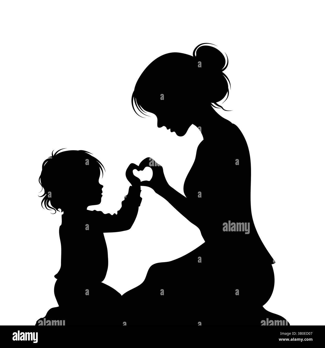Mother and Child Silhouette: Heart Shape Hands, Mother's Day ...