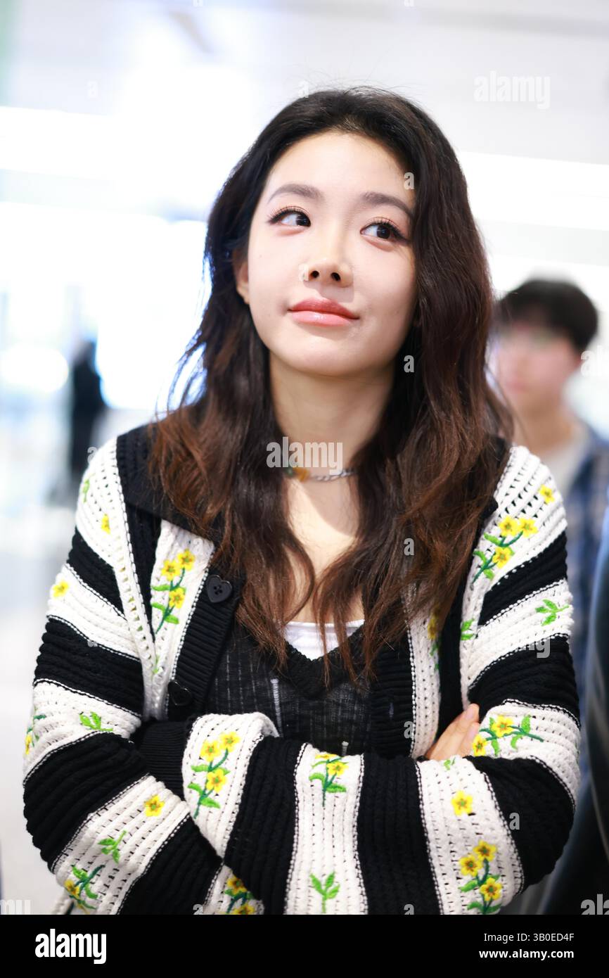 Chinese singer and actress Yu Yan appears at the airport in Shanghai, China, 21 April, 2025 ...