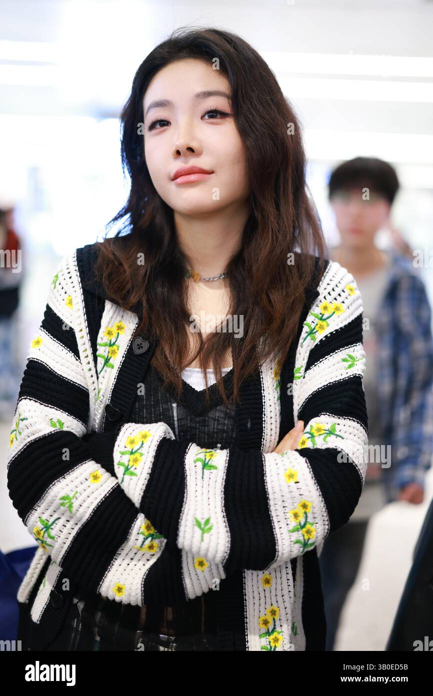 Chinese singer and actress Yu Yan appears at the airport in Shanghai, China, 21 April, 2025 ...