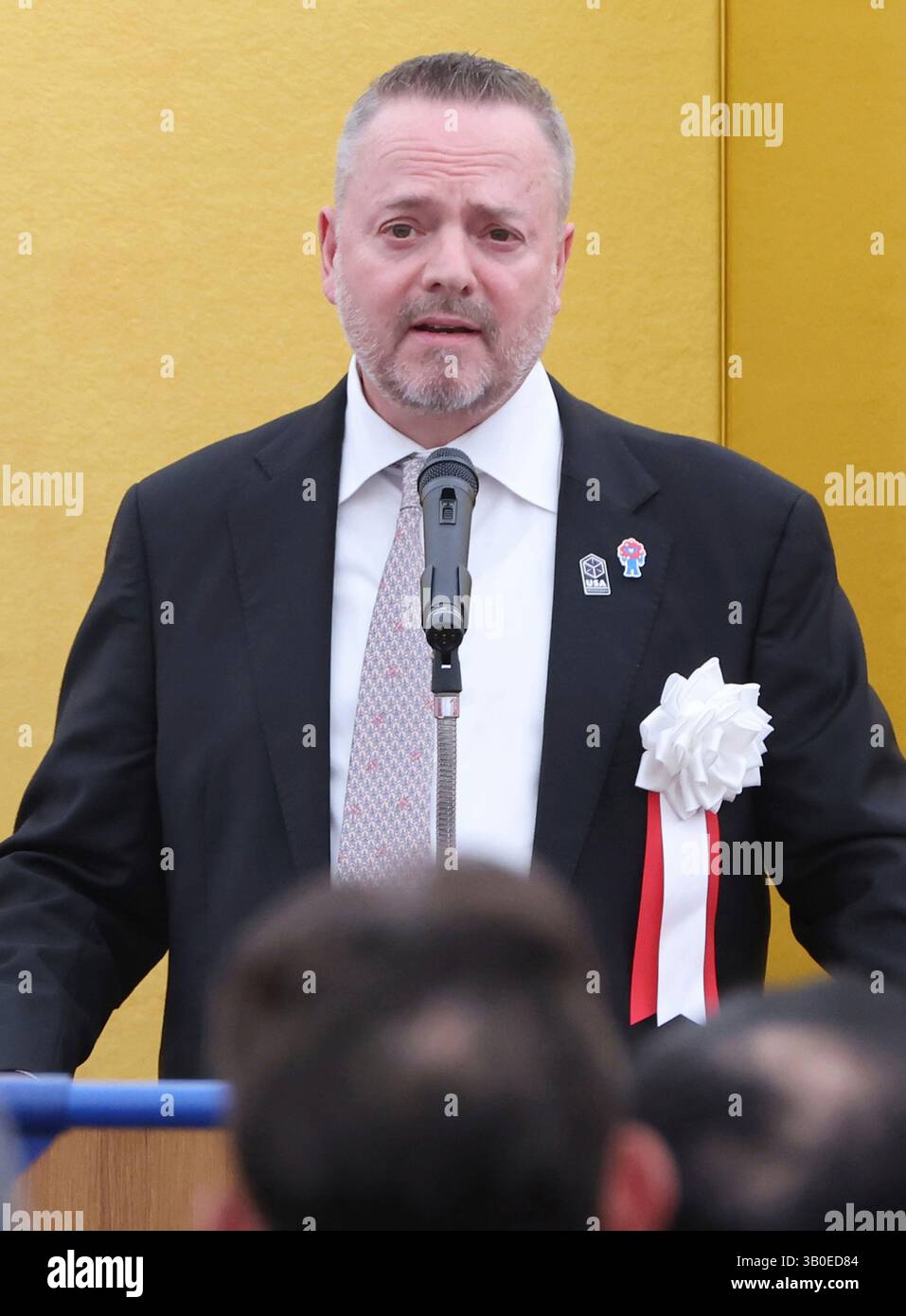 Osaka IR CEO Edward Bowers attends the groundbreaking ceremony for the ...