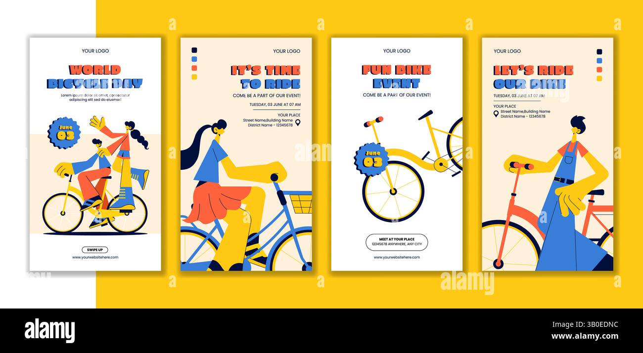 Cycling Celebration Social Media Stories Design for World Bicycle Day ...