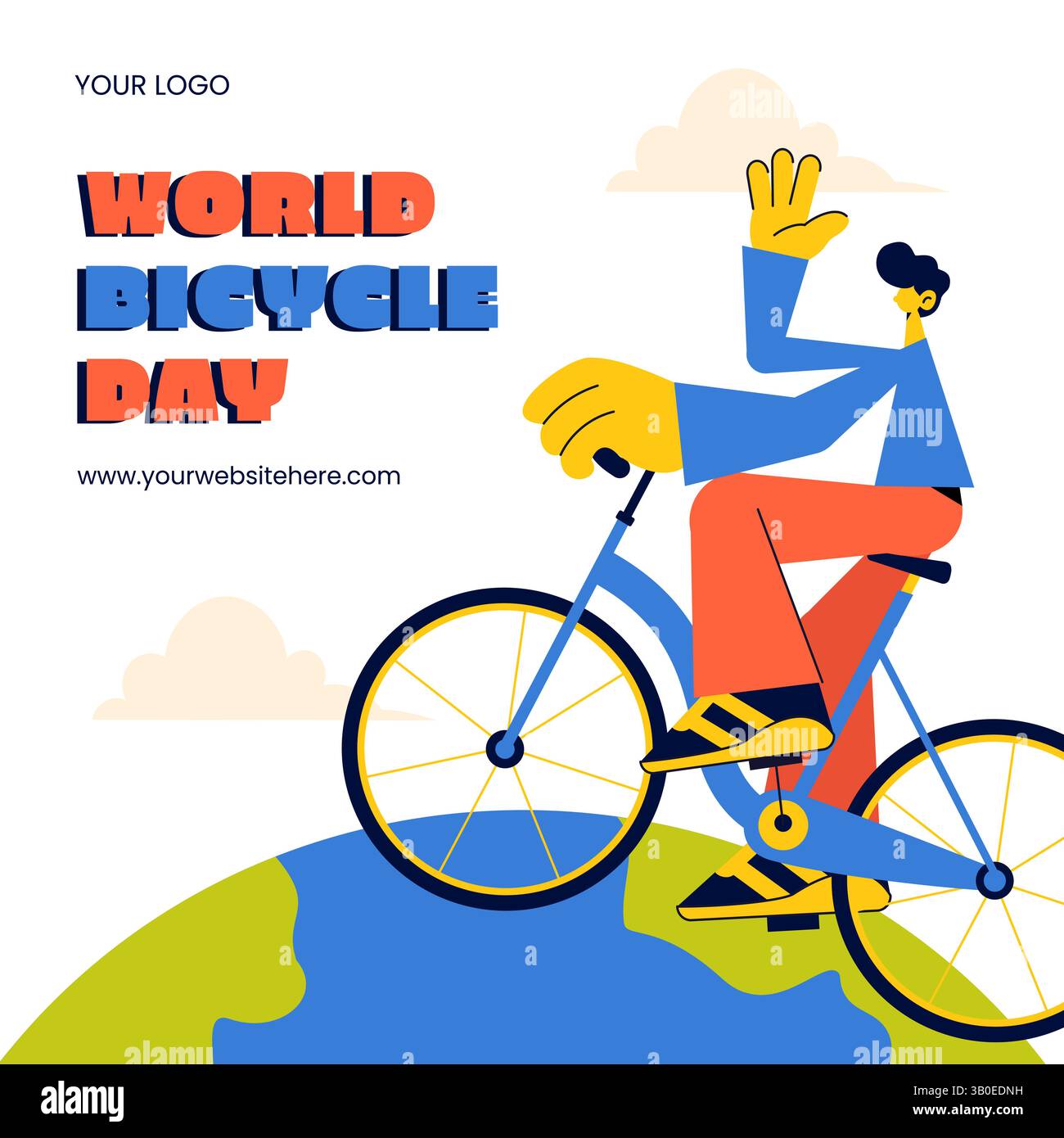 Flat Style Illustration of a Social Media Template for World Bicycle ...