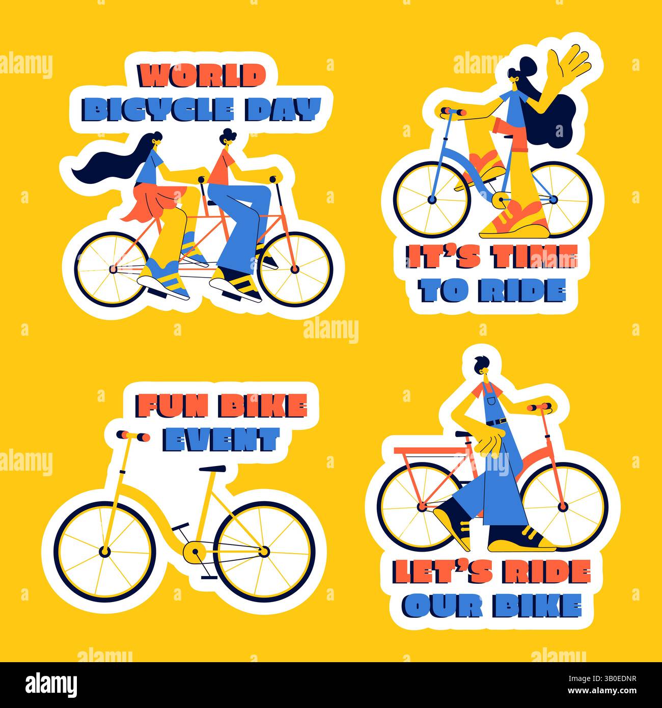 Vector Template for World Bicycle Day Label Campaign with Flat and ...