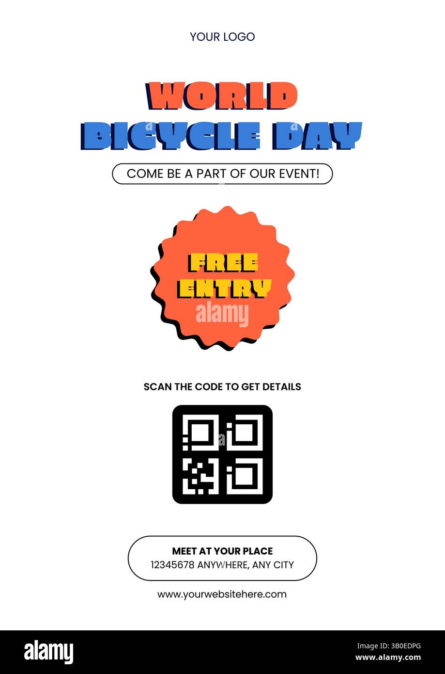 Flat Style Social Media Flyer Artwork for Promoting World Bicycle Day ...