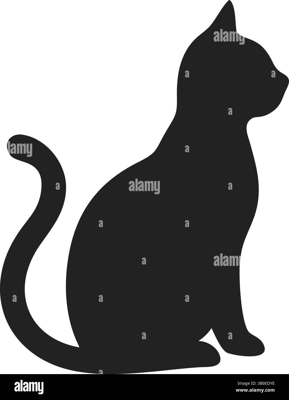 Stylized Relaxed Seated Cat Silhouette Vector Stock Vector Image & Art ...