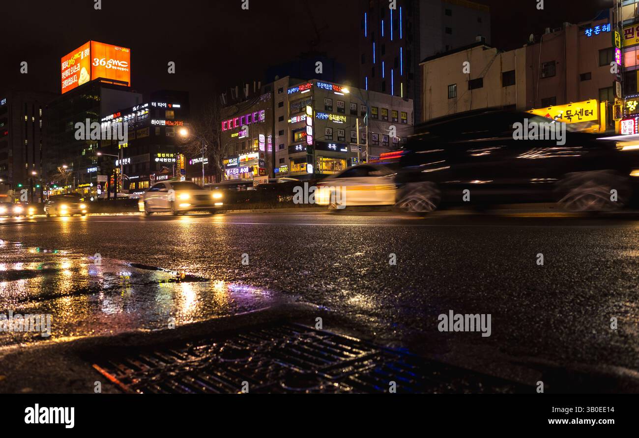 Busan, South Korea - March 19, 2018: Urban night scene showcasing city ...