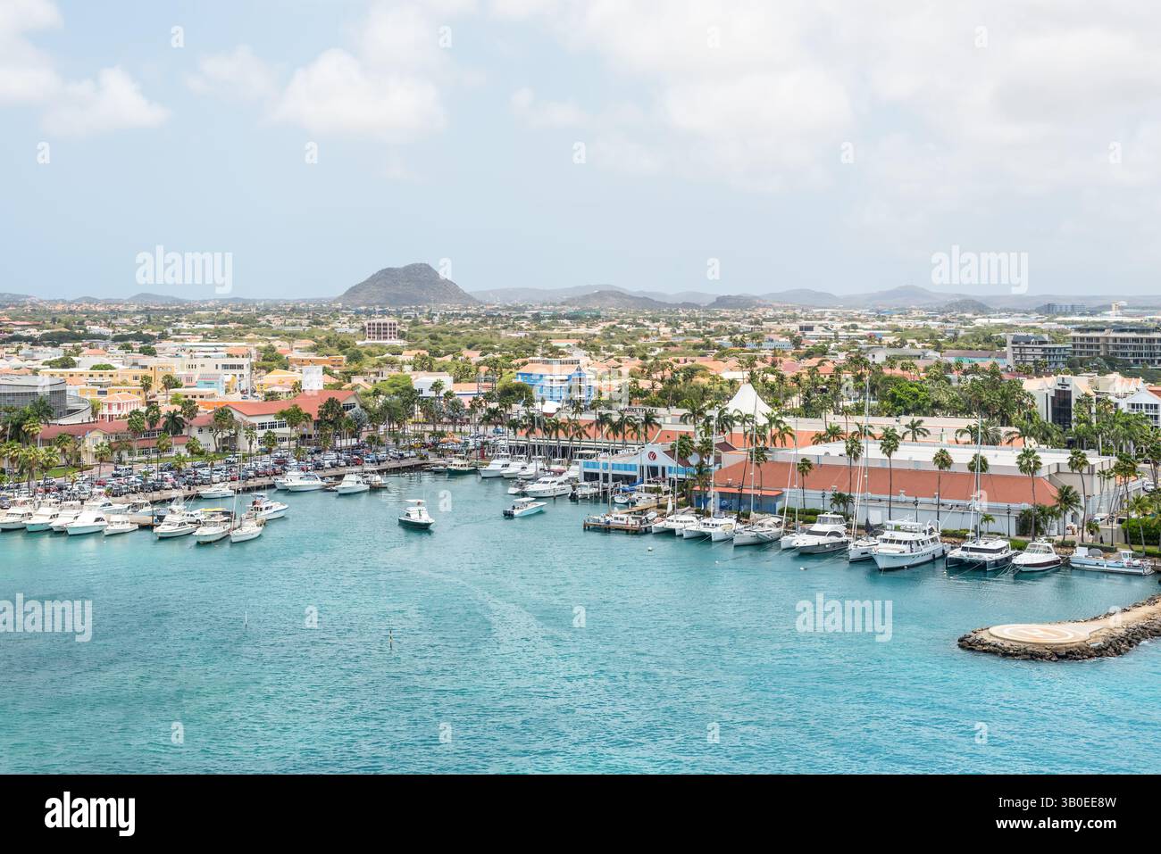 Oranjestad, Aruba - April 11, 2024: Picturesque view of the marina at ...