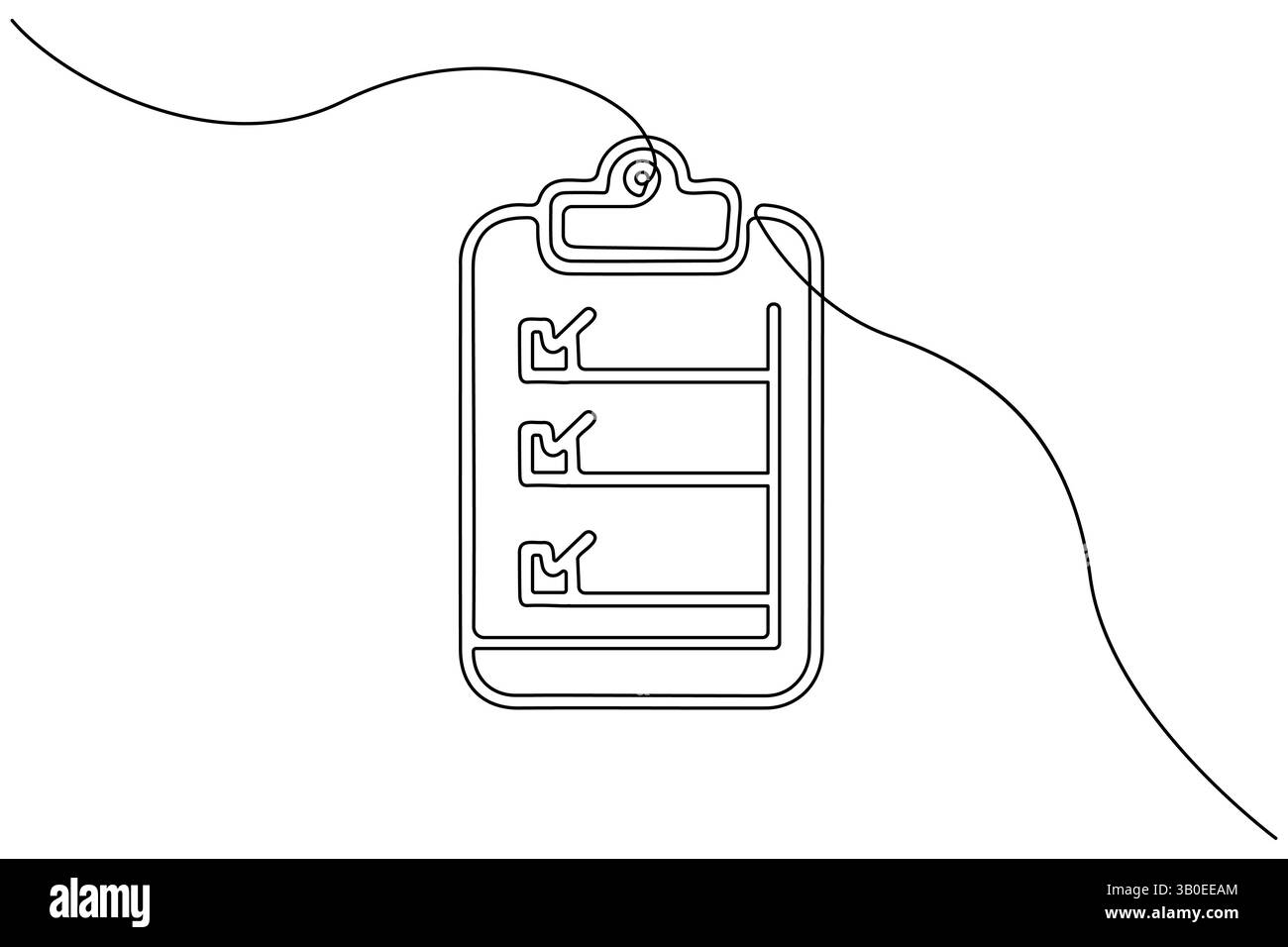 Minimal clipboard illustration using single-line art, clean white ...