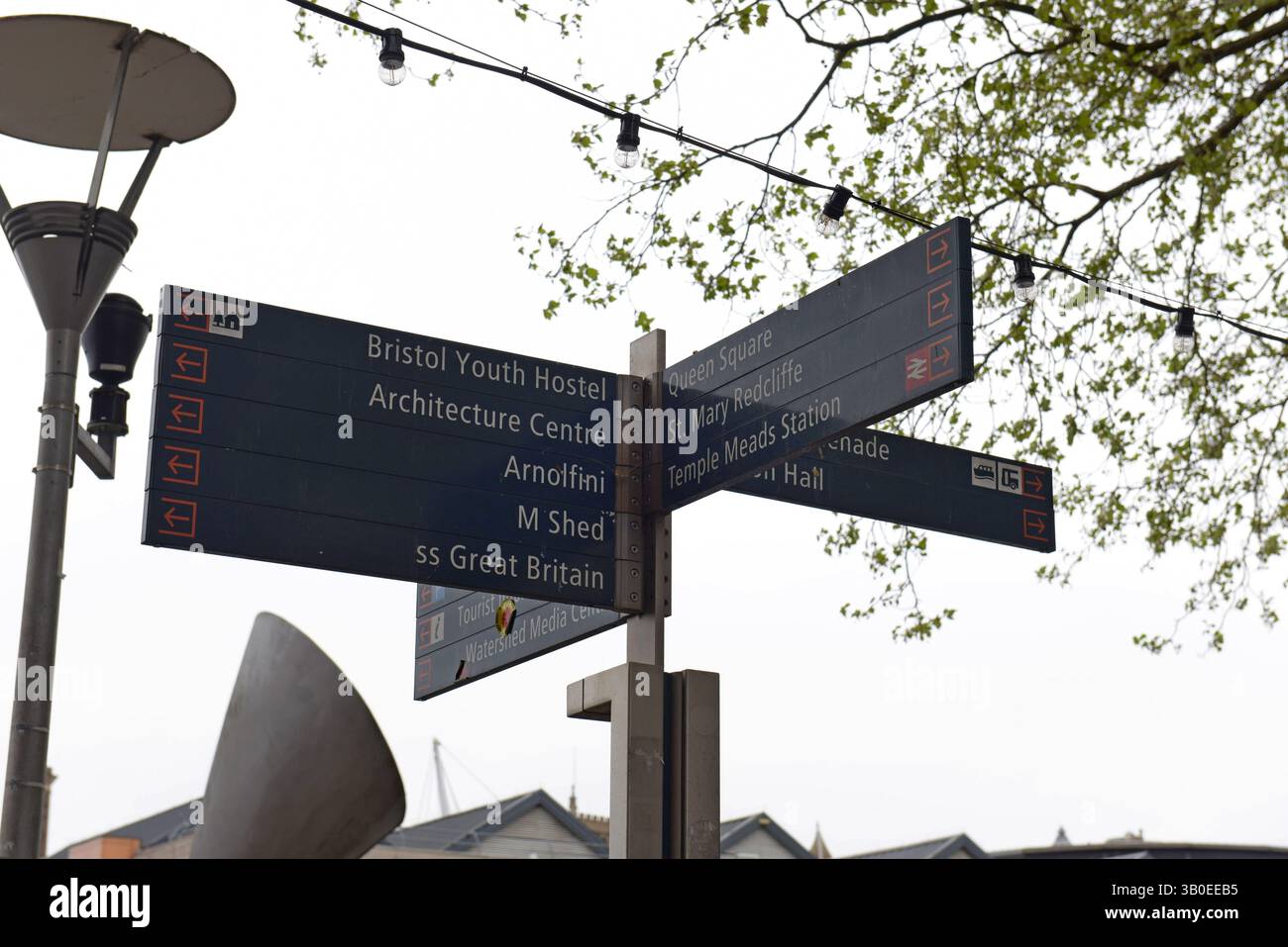 Direction sign for walking routes around Bristol Harbour, to M Shed and ...