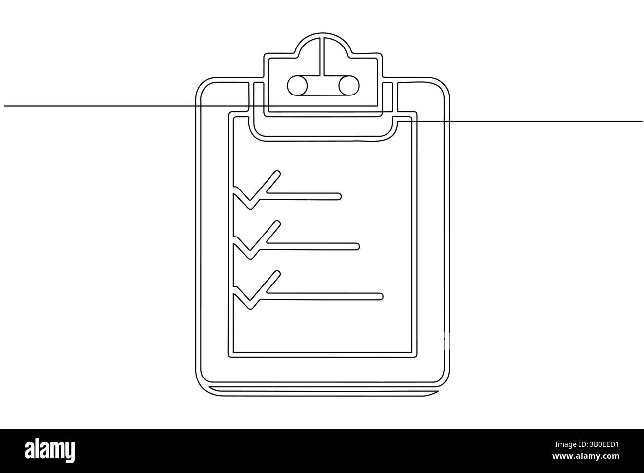 Minimal clipboard illustration using single-line art, clean white ...