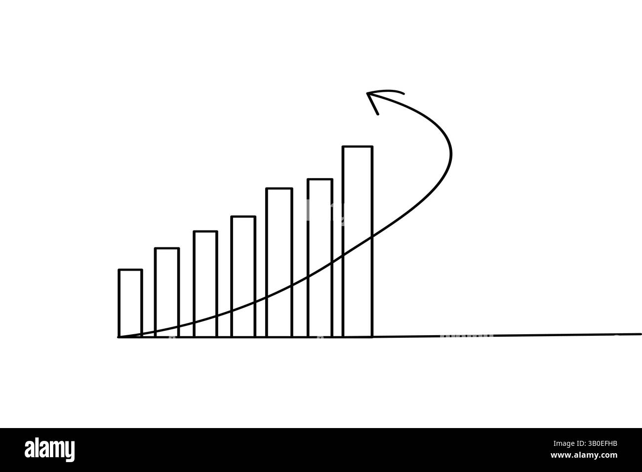 Business growth bar chart continuous one line drawing and isolate ...