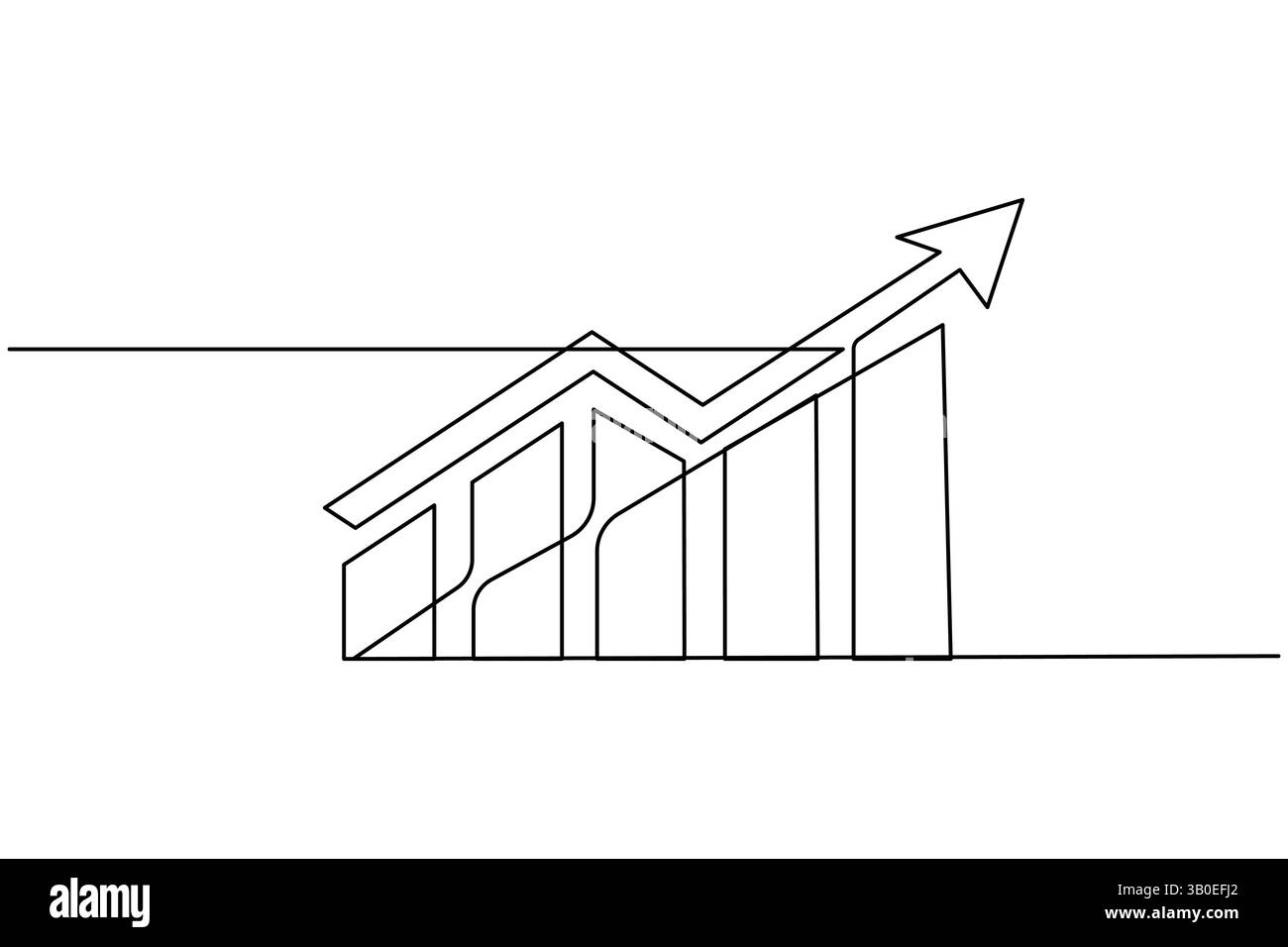 Business growth bar chart continuous one line drawing and isolate ...