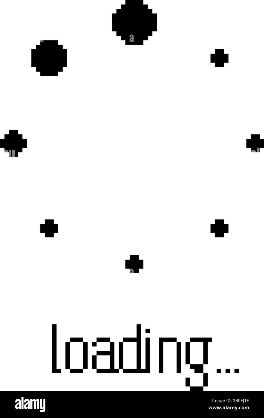 Dotted loading progress icon in pixel art style. Vector circular dots load indicator 8-bit ...