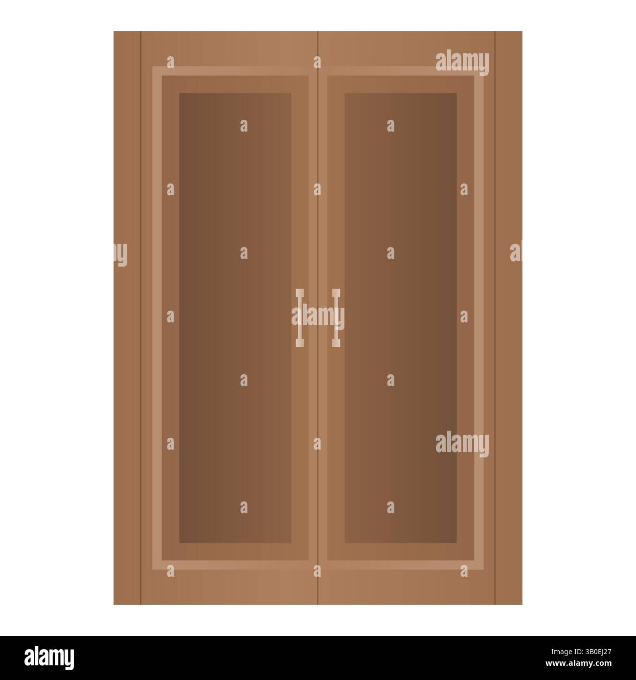 Simple Closed Wooden Double Door Vector. Classic Wooden Door on White ...