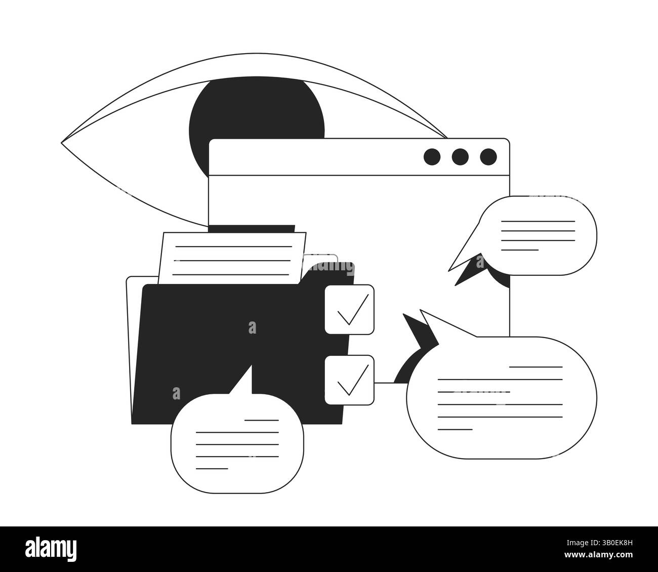 Web content and communication oversight line onboarding ui illustration Stock Vector Image & Art ...