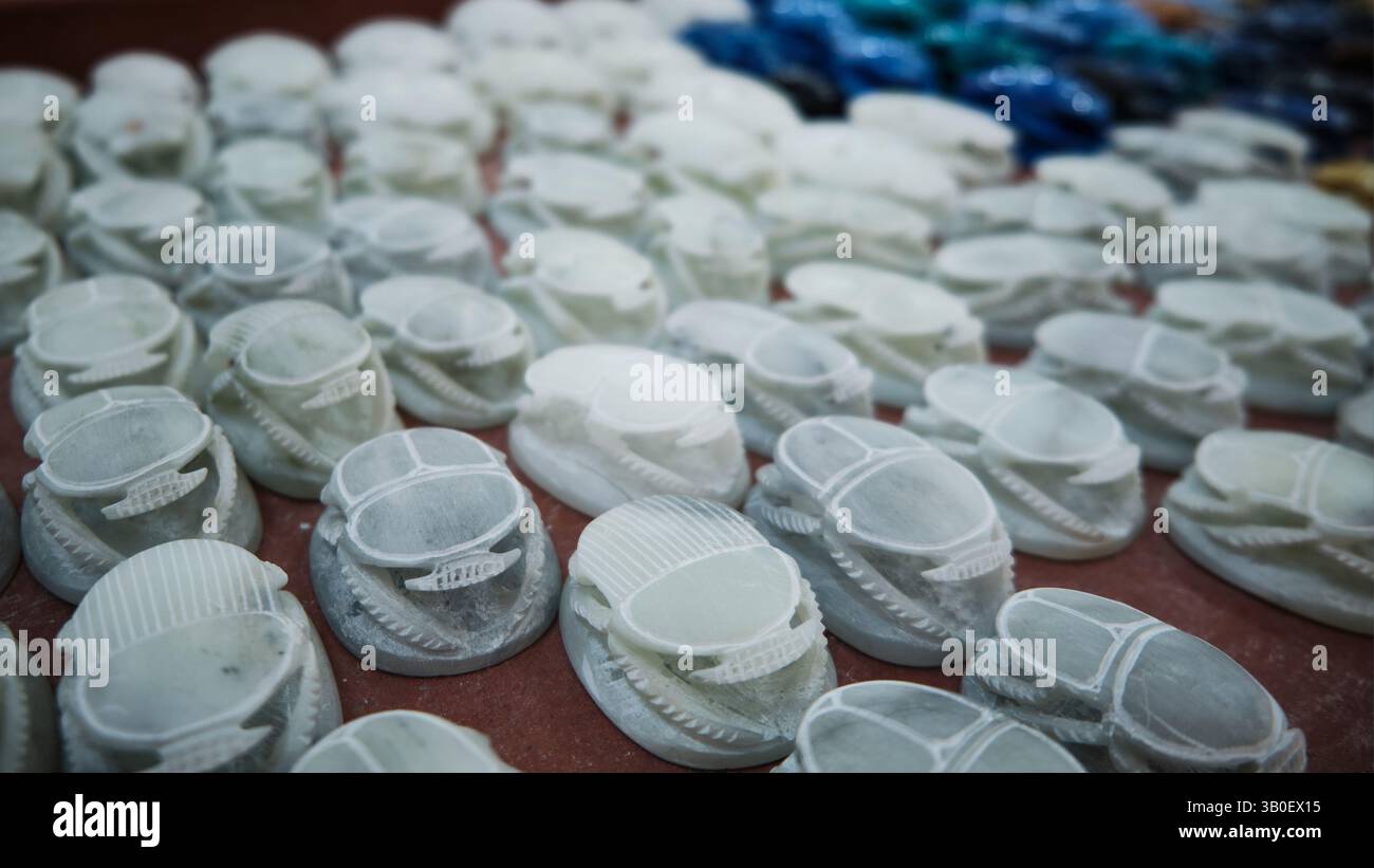 Alabaster made scarabs Stock Photo - Alamy