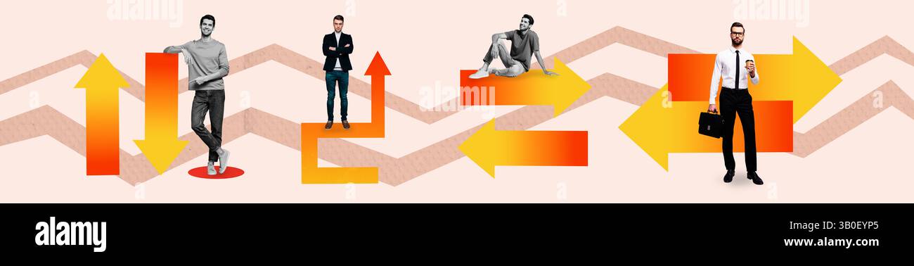 Creative collage showcasing design progression with vibrant arrows and ...