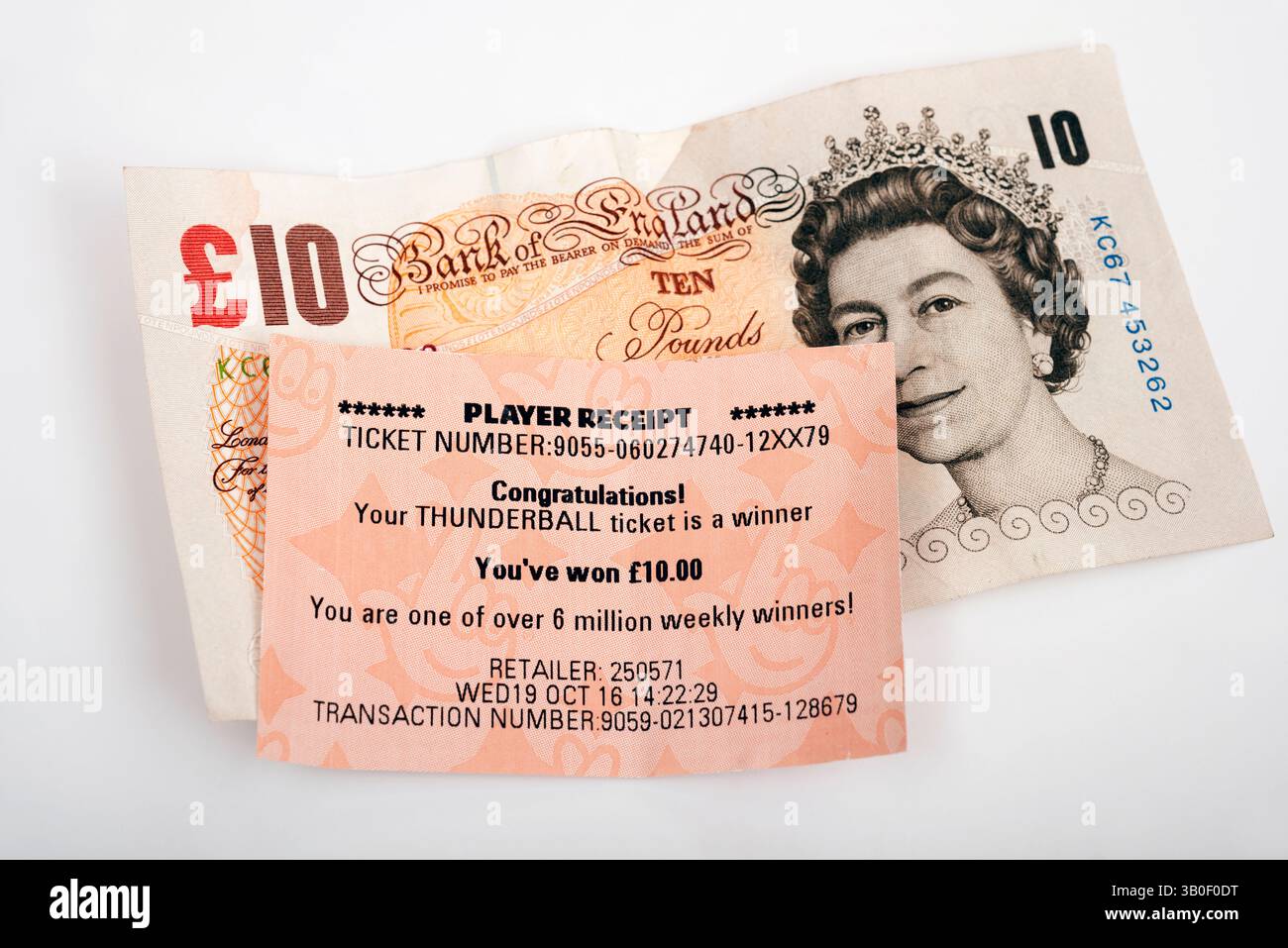 National Lottery player receipt Stock Photo - Alamy